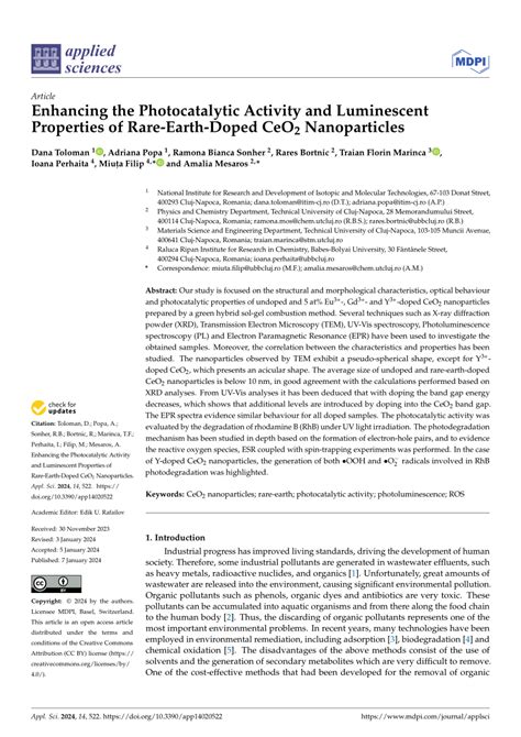 Pdf Enhancing The Photocatalytic Activity And Luminescent Properties