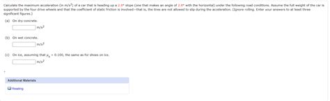 solved significant figures a on dry concrete m s2 b