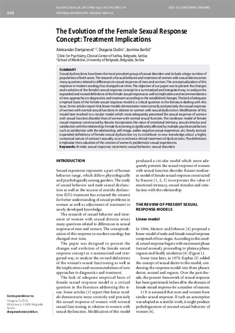 Pdf The Evolution Of The Female Sexual Response Concept Treatment