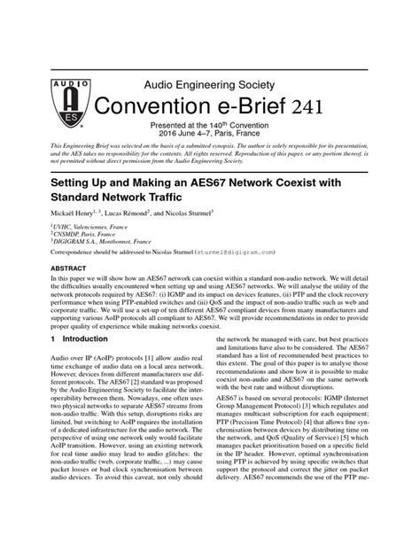 Setting Up And Making An Aes 67 Network Coexist With Standard Network Traffic Pdf Computer