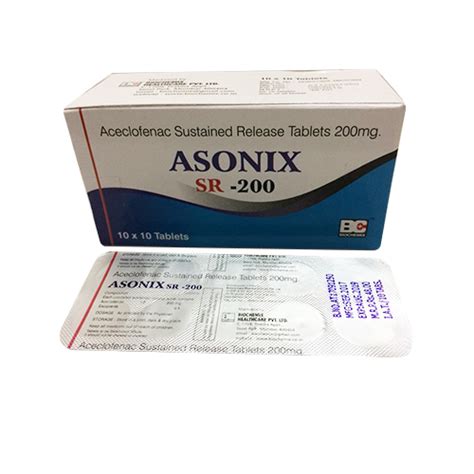 Aceclofenac 200 Mg Sustained Released Tablets Biochemix Healthcare Pv