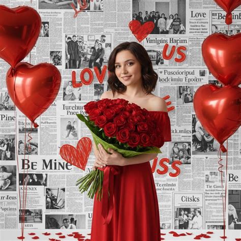04 Valentine Newspaper Backdrop Png Designs Floating Heart Balloon