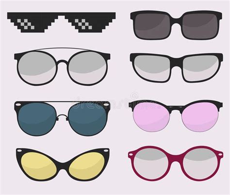 Sunglasses Set Summer Eyewear Sun Protection Sunglass Vector Stock