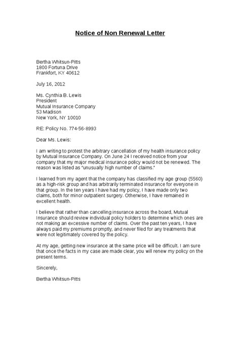 Non Renewal Notice Free Printable Documents