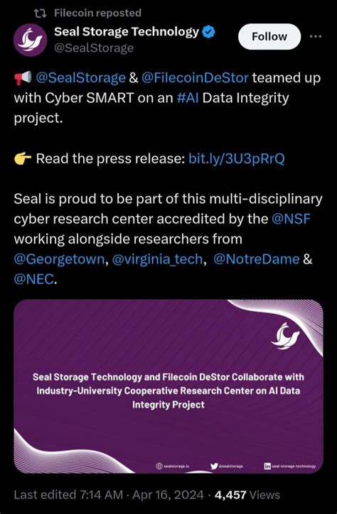 Seal Storage And Filecoin Working On Ai Data Integrity Rfilecoin