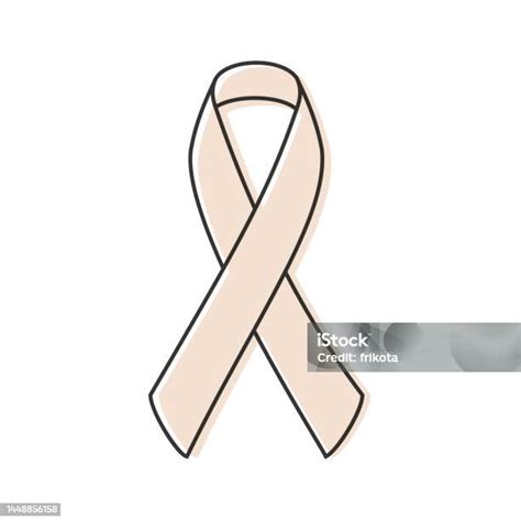 인식 리본 검은색 윤곽선 크림색 벡터 일러스트 레이 션 평면 디자인 Charitable Foundation에 대한 스톡 벡터 아트 및 기타 이미지 Charitable