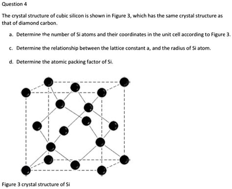 Solved Question The Crystal Structure Of Cubic Silicon Is Shown In