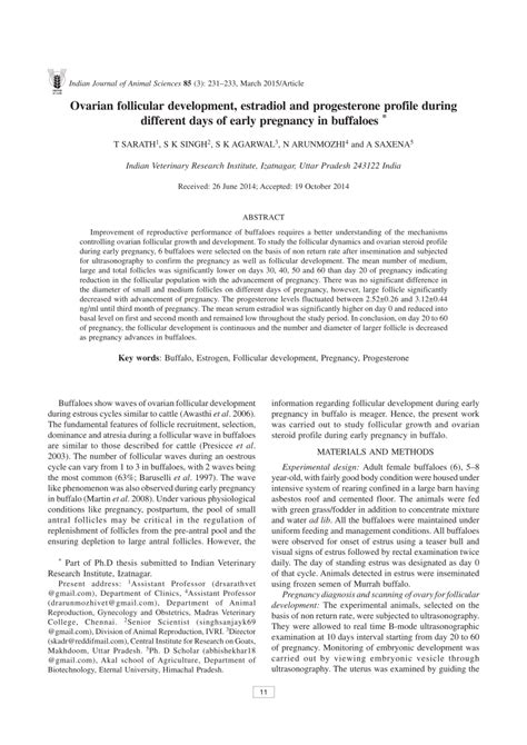 Pdf Ovarian Follicular Development Estradiol And Progesterone Profile During Different Days