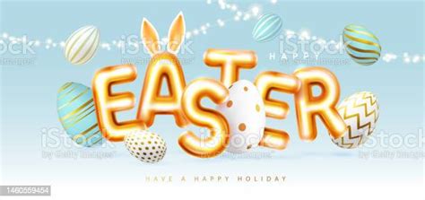 화려한 부활절 달걀과 3d 텍스트가 있는 행복한 부활절 타이포그래피 배경 인사말 카드 또는 포스터 벡터 그림 3월에 대한 스톡 벡터 아트 및 기타 이미지 Istock