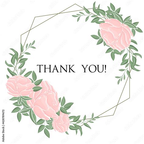 Round Floral Frame Thank You Lettering In Frame Flowers In Circle