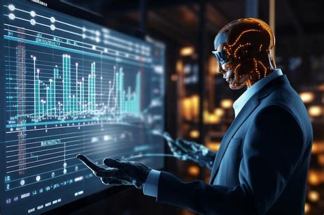 Premium Photo A Statue In Front Of A Computer Screen With A Man