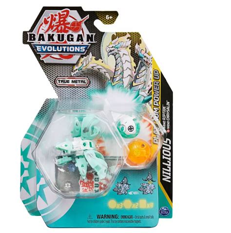 Bakugan Evolutions Nillious With Nano Riptide And Chrysalin Platinum Power Up Pack