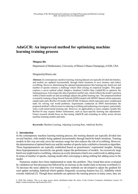 (PDF) AdaGCR: An improved method for optimizing machine learning training process