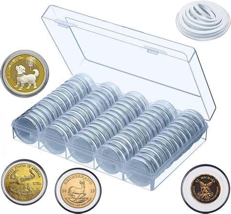 100pcs 30mm 5 Sizes Coin Holder Clear Coins Case Capsules Holder
