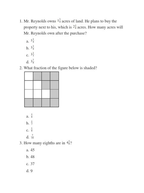 Fractions Questions Pdf Foot Unit Inch