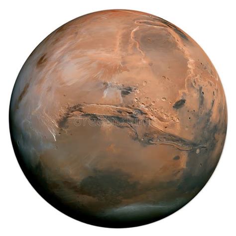 Detailed View Of The Planet Mars Displaying Surface Features And