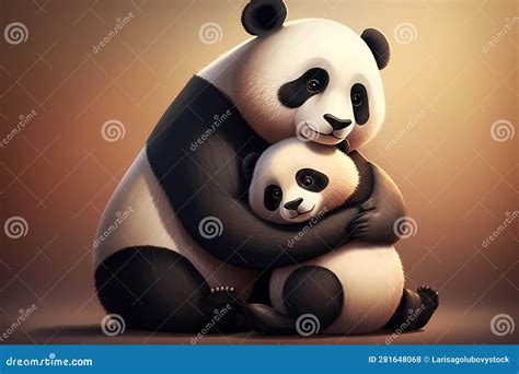 Panda Dessin De La Famille Animaux Aimer Soins Mère Ours Illustration