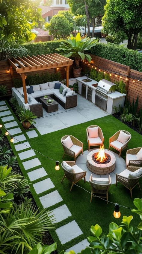 60 Clever Small Backyard Ideas That Maximize Space Backyard With Bbq And Fire Pit Patio Ideas
