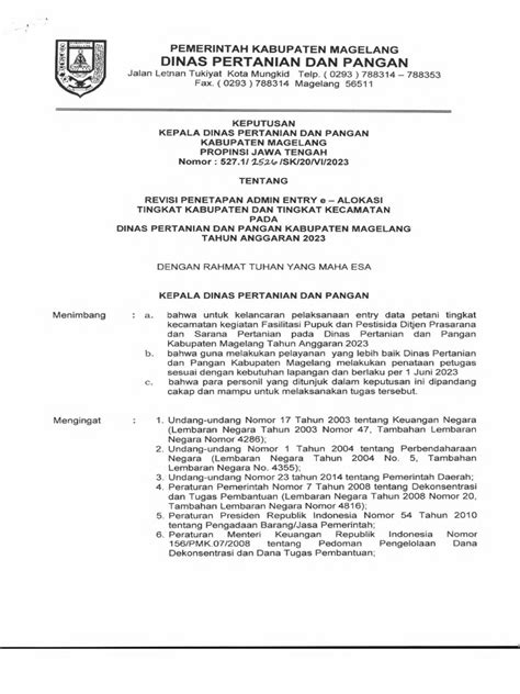 Revisi Penetapan Admin Entry E Alokasi Pdf Pengelolaan Keuangan