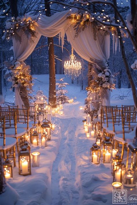 Snowy Forest Wedding Ceremony With Candlelit Magic In 2025 Winter Wedding Venues Winter