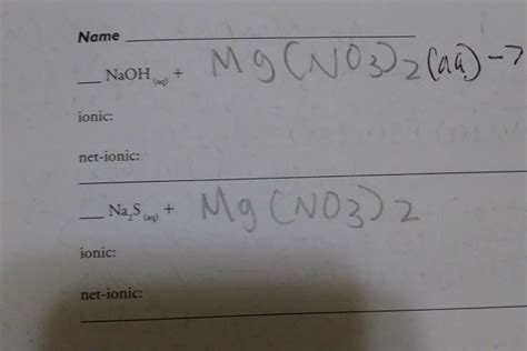 Solved Name NaOH Aq Ionic Net Ionic Na S Ionic Chegg Com