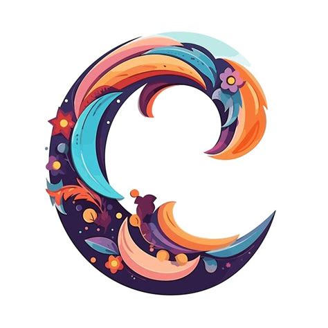 Ilustración De Arte De Vector Plano Letra C Decorada Foto Premium