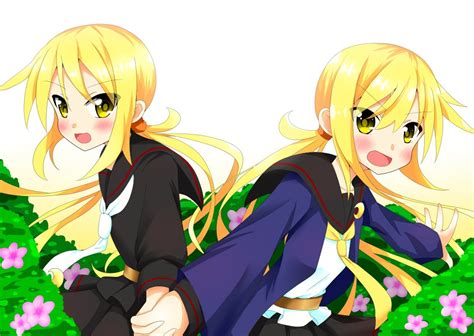Safebooru 2girls Artist Request Blonde Hair Blue Jacket Crescent