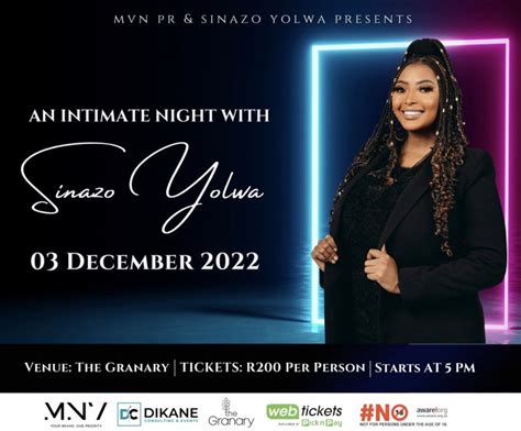 Event An Intimate Night With Sinazo Yolwa Nelson Mandela Bay Port Elizabeth