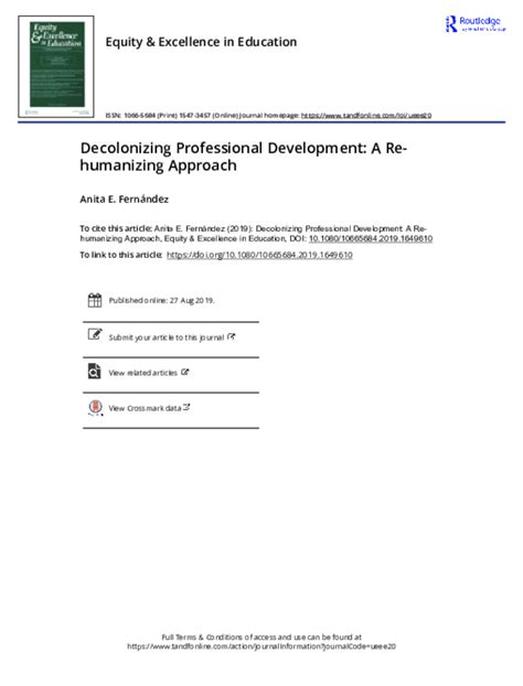 Pdf Decolonizing Professional Development A Re Humanizing Approach