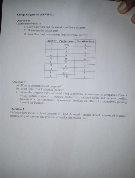 solved group assignment revised question 1 use the table