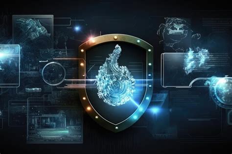 premium photo shield and screens with data processing and circuit board created using