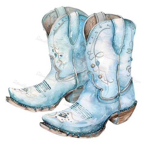 Cowgirl Boots Brown With Blue