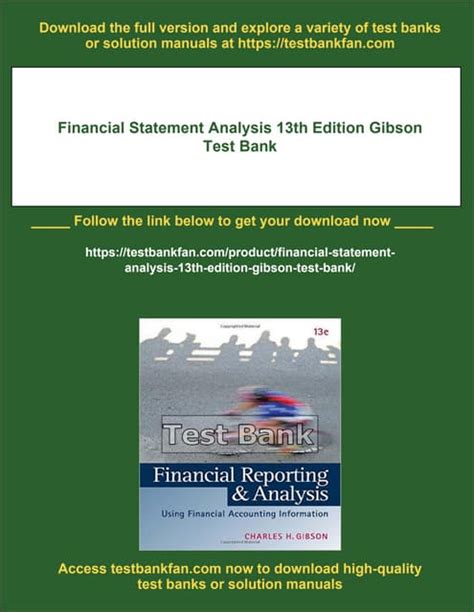Financial Statement Analysis 13th Edition Gibson Test Bank Pdf