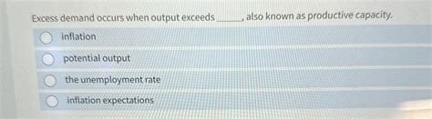 Solved Excess Demand Occurs When Output Exceeds Q Also Chegg Com