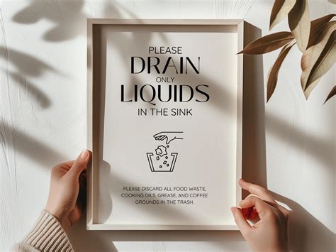 Drain Only Liquids Kitchen Sink Sign No Food In Sink Sign Keep