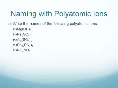 Polyatomic Ions And Ionic Bonding What We Know