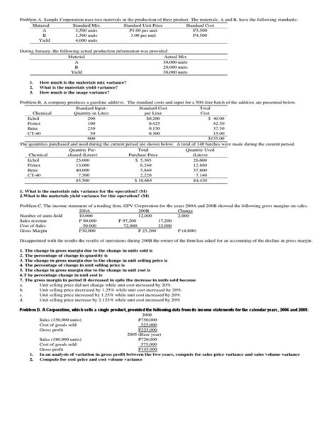 Mix Variance Download Free Pdf Gross Margin Business Economics