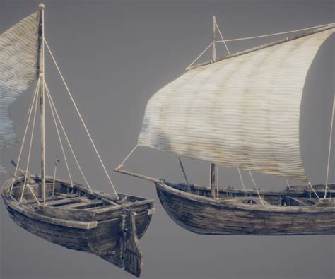 Artstation Ancient Sailing Boat Game Assets