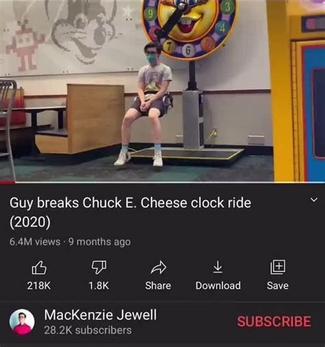 Guy Breaks Chuck E Cheese Clock Ride 2020 64m Views 9 Months Ago