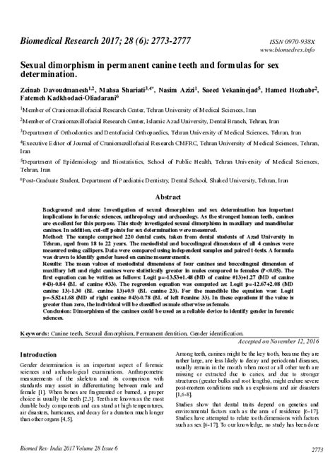 Pdf Sexual Dimorphism In Permanent Canine Teeth And Formulas For Sex Determination Pdf Sexual Dimorphism In Permanent Canine Teeth And Formulas For Sex Determination