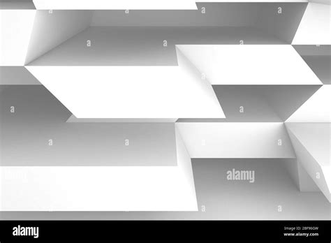 Abstract White Geometric Background Parametric Pattern On The Wall 3d Rendering Illustration