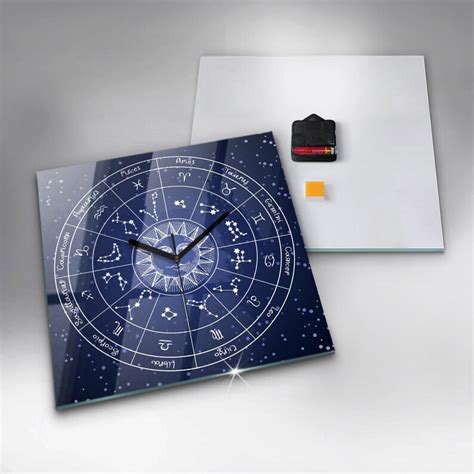 Zodiac Constellations Clock Astronomy Themed Wall Clock Blue Hanging Clock Custom Wall Clock