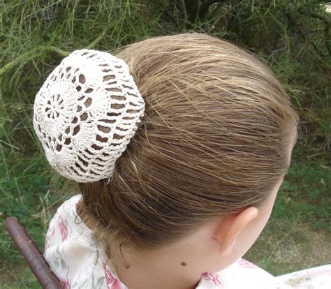 Crocheted Natural Hair Net Bun Cover Flower Style Amish Mennonite Etsy