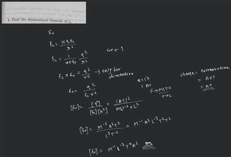 Find The Dimensional Formula For Permitivity Filo