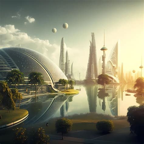Futuristic Ultra Modern Urban Environment City Waterfront From The
