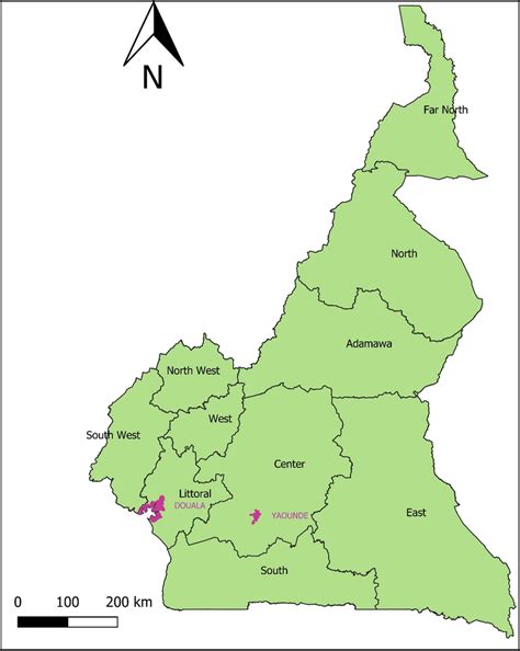Map Region Cameroon Outline Map Of Cameroon With Regions Free Vector