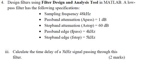 Solved Design Filters Using Filter Design And Analysis Chegg Com