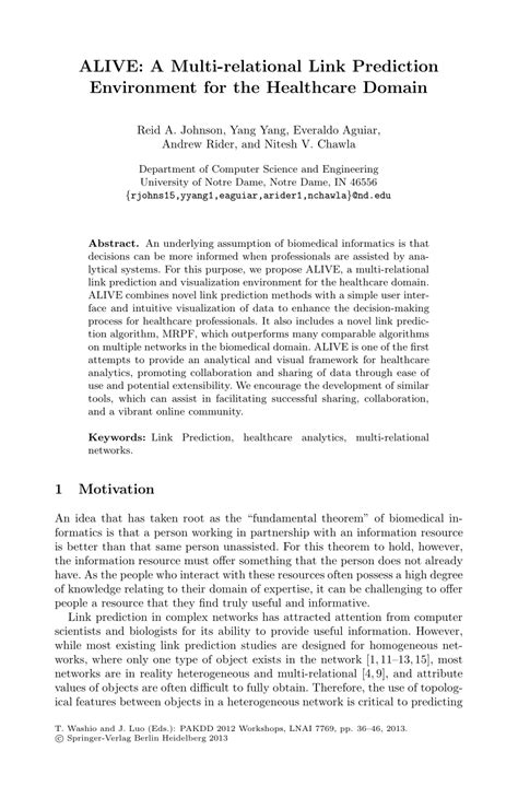 Pdf Alive A Multi Relational Link Prediction Environment For The Healthcare Domain