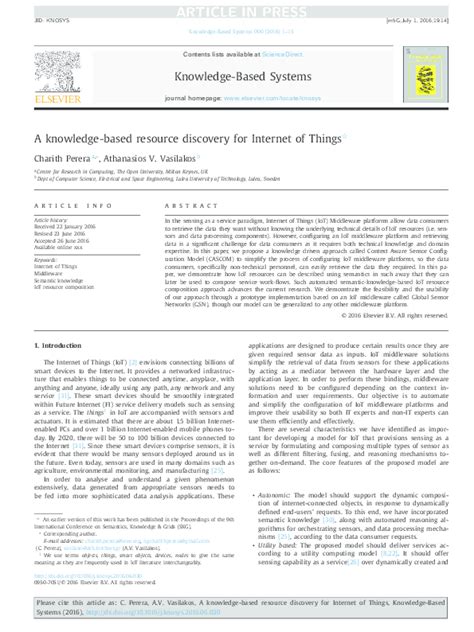 Pdf A Knowledge Based Resource Discovery For Internet Of Things