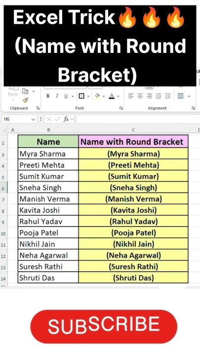 Exceltrick🤔 Name With Round Bracket In Excel Exceltips Excel Exceltutorial Format Cells